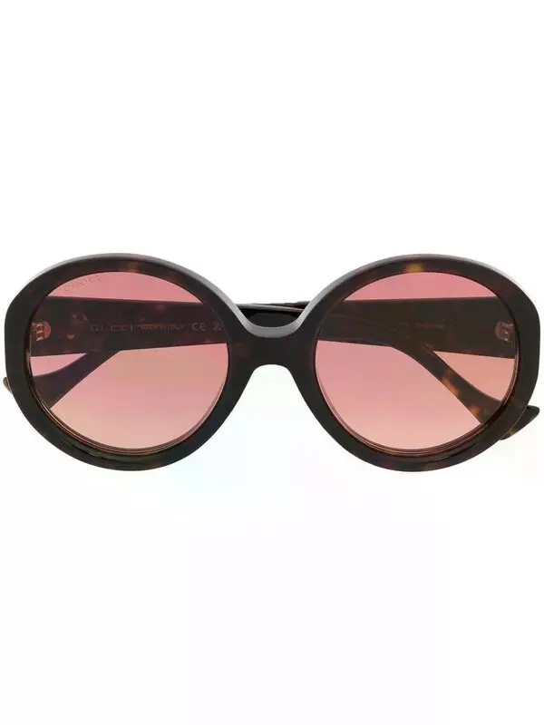 Gucci Interlocking G Round-frame Sunglasses - Brown
