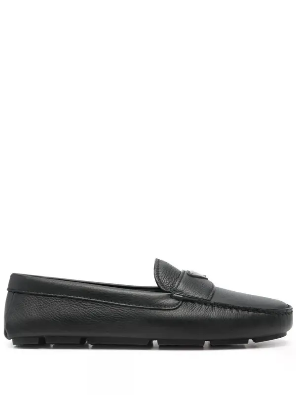 Prada Triangle-logo Leather Loafers - Black