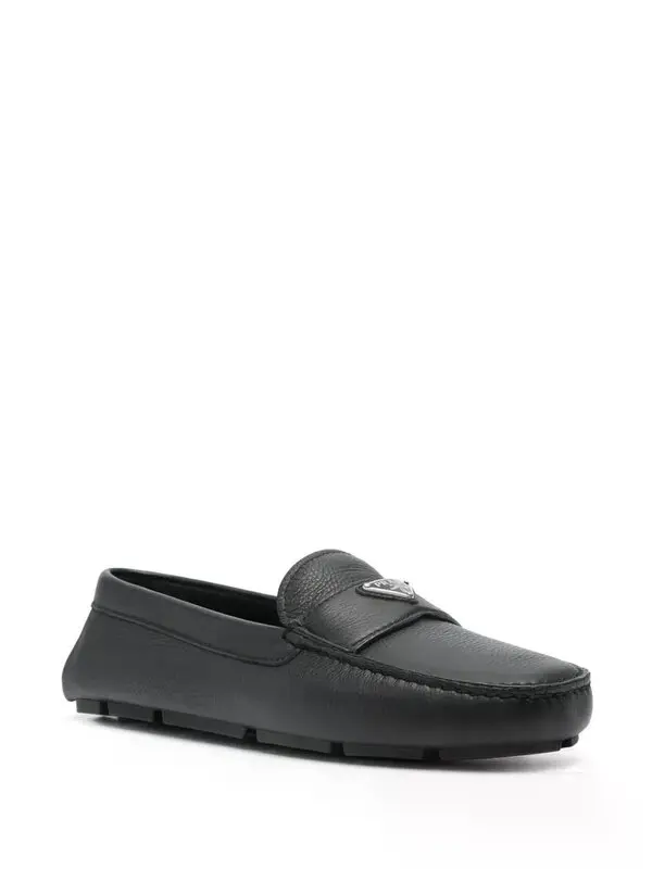 Prada Triangle-logo Leather Loafers - Black