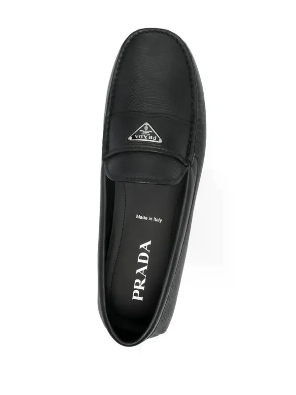 Prada Triangle-logo Leather Loafers - Black