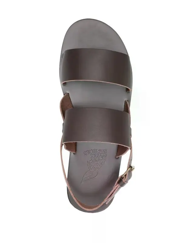 ANCIENT GREEK SANDALS Irodotos Flat Leather Sandals - Brown