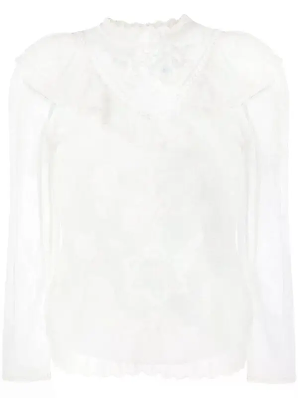 TWINSET Embroidered Mesh Blouse