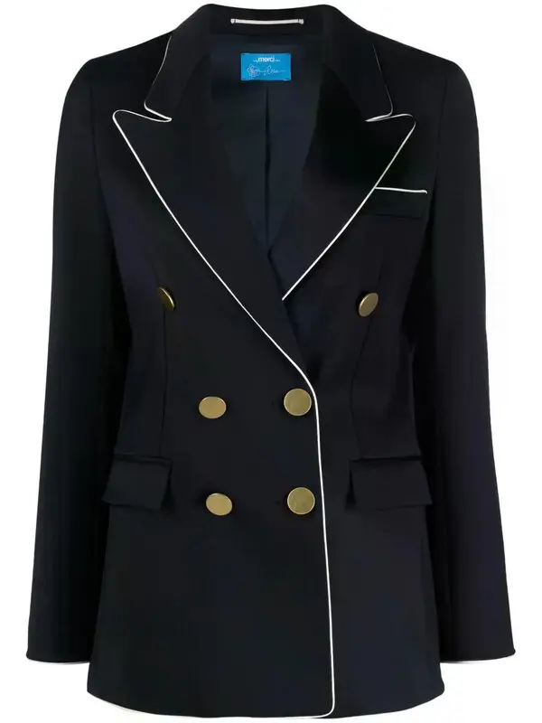 MERCI Double-breasted Blazer With Contrast Trim