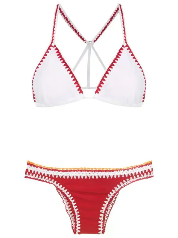 AMIR SLAMA Two-tone Design Bikini Set - Red