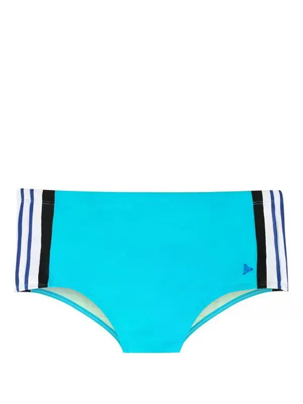 AMIR SLAMA Logo-appliqué Striped Swim Shorts - Blue