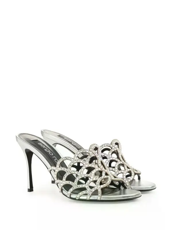 SERGIO ROSSI Sr Mermaid 90mm Leather Mules - Silver