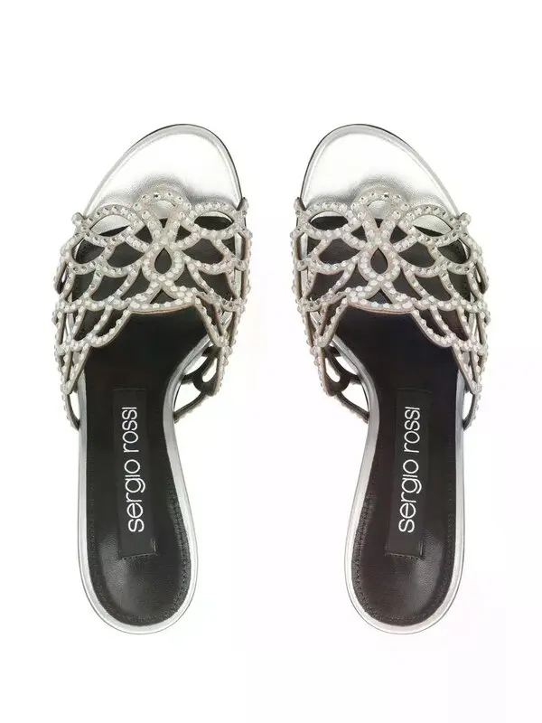 SERGIO ROSSI Sr Mermaid 90mm Leather Mules - Silver