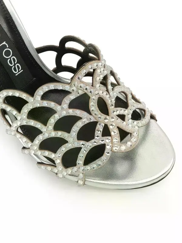 SERGIO ROSSI Sr Mermaid 90mm Leather Mules - Silver