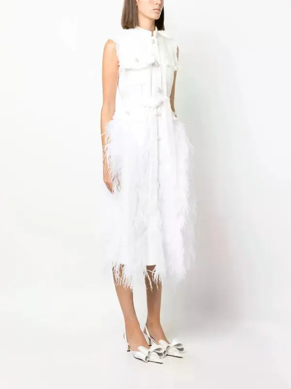 Huishan Zhang Feather-trim Tweed Dress