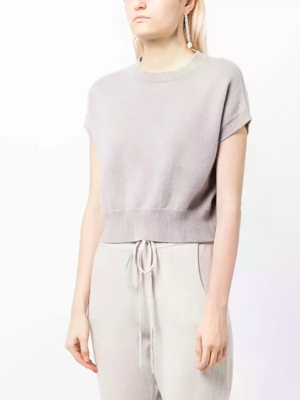 TEDDY CASHMERE Genova Sleeveless Cropped Cashmere Jumper - Grey