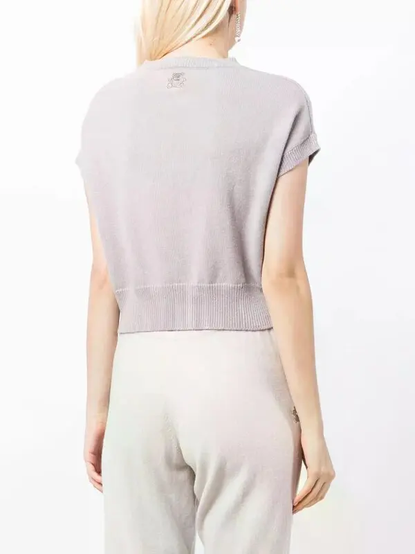 TEDDY CASHMERE Genova Sleeveless Cropped Cashmere Jumper - Grey