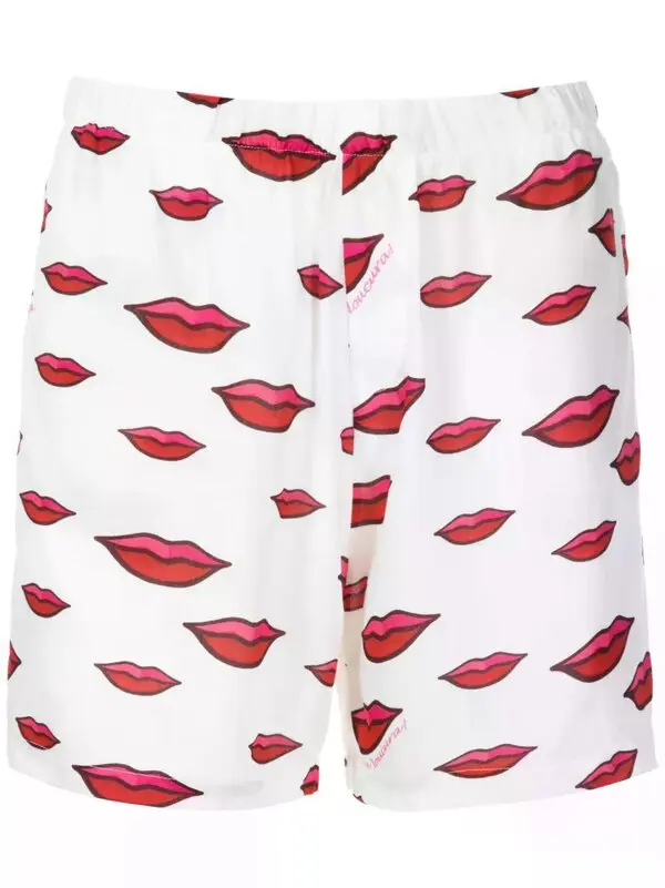 AMIR SLAMA Lips-print Cotton Shorts - Multicolour