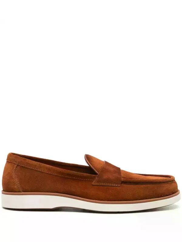 Santoni Suede Penny Loafers