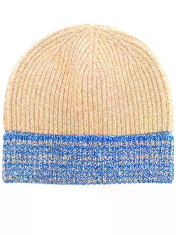 Pringle Of Scotland Two-tone Ribbed Beanie - Neutrals