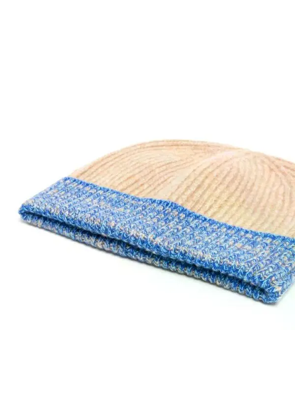 Pringle Of Scotland Two-tone Ribbed Beanie