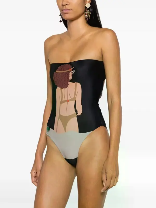 AMIR SLAMA Graphic-print Strapless Swimsuit