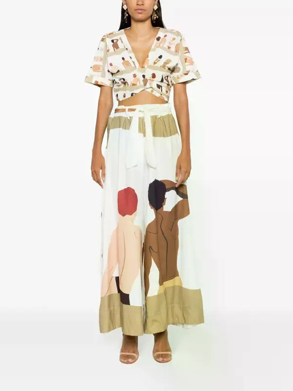 AMIR SLAMA Swimmer-print Wrap-front Cotton Shirt