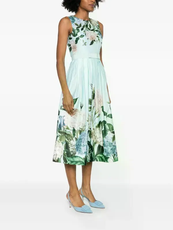 NISSA Floral-print Taffeta Midi Dress