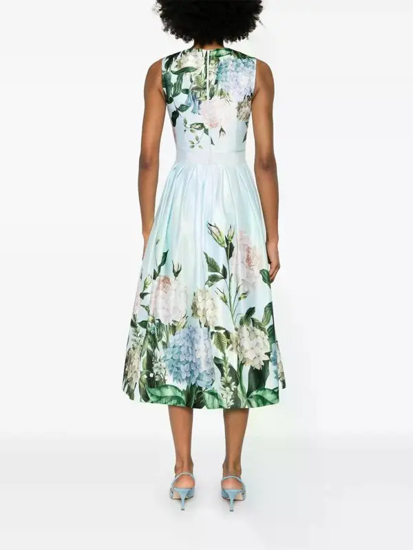 NISSA Floral-print Taffeta Midi Dress