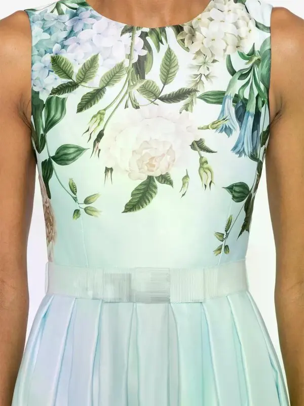 NISSA Floral-print Taffeta Midi Dress