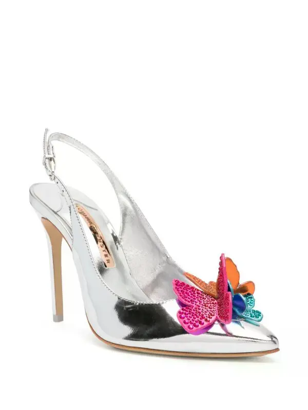 SOPHIA WEBSTER Vanessa Metallic-finish Slingback Pumps
