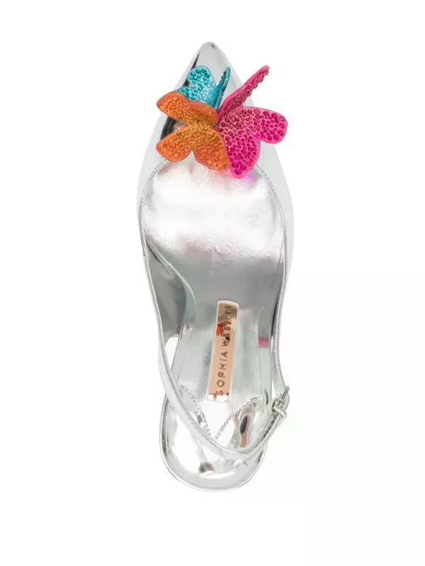 SOPHIA WEBSTER Vanessa Metallic-finish Slingback Pumps