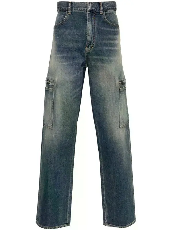 Givenchy Straight-leg Cargo Jeans In Washed Denim