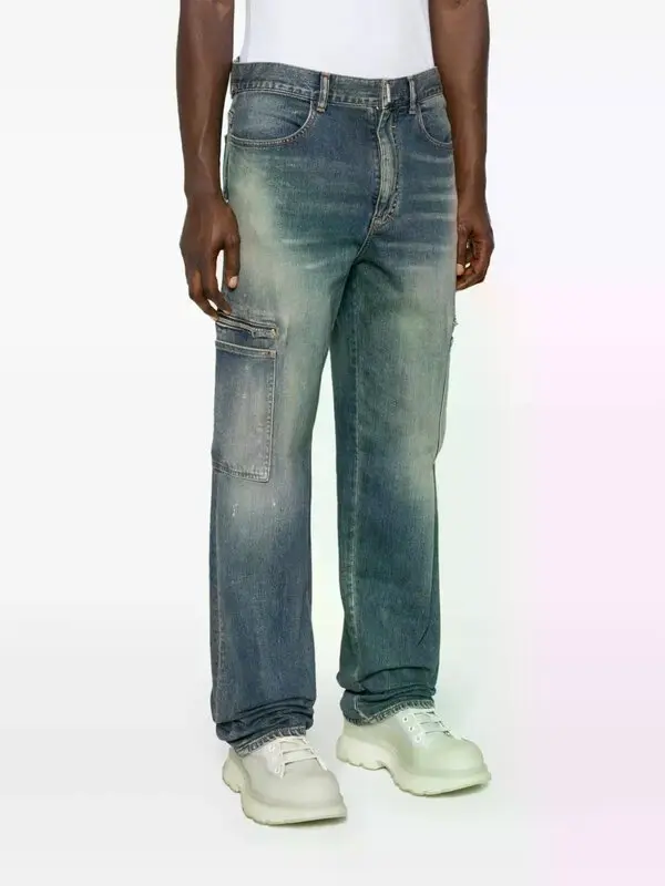 Givenchy Straight-leg Cargo Jeans In Washed Denim