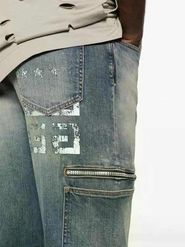 Givenchy Straight-leg Cargo Jeans In Washed Denim