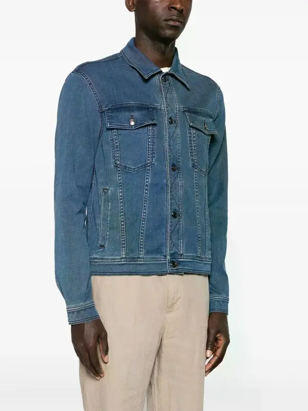 Canali Classic-collar Denim Jacket