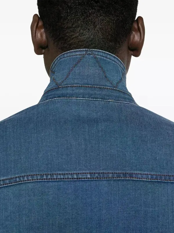 Canali Classic-collar Denim Jacket