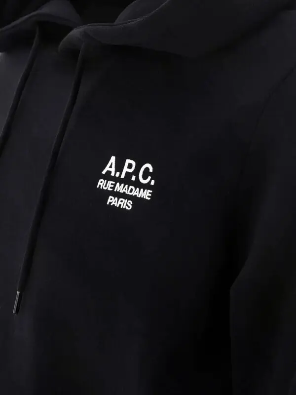 A.p.c. Logo Print Drawstring Hoodie - Blue