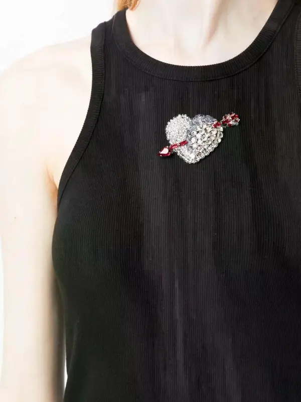 MSGM Ribbed Heart-embellished Top