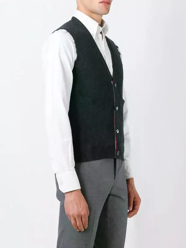 Thom Browne 4-bar Cashmere Cardigan Vest