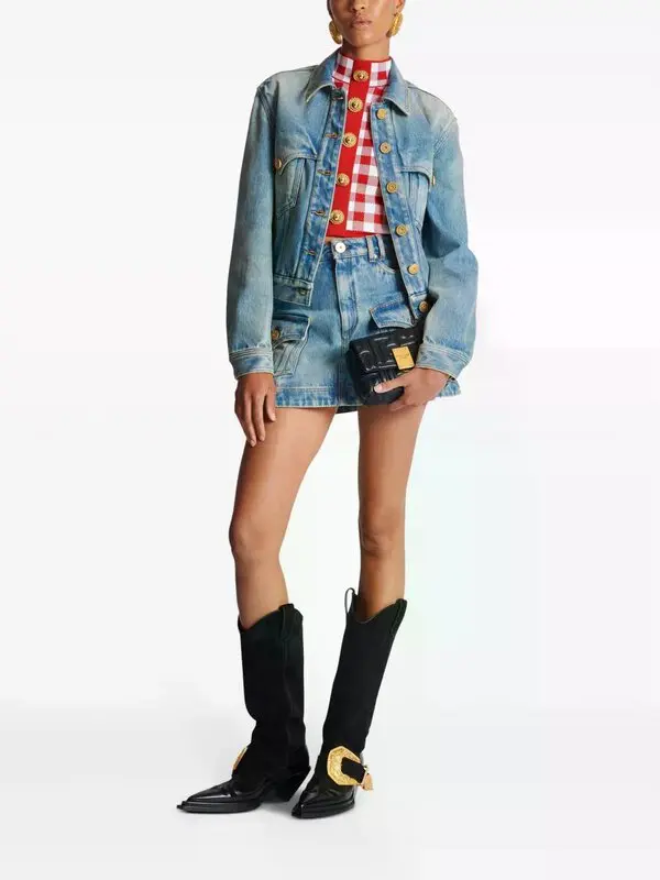 Balmain Check-pattern Crop Top