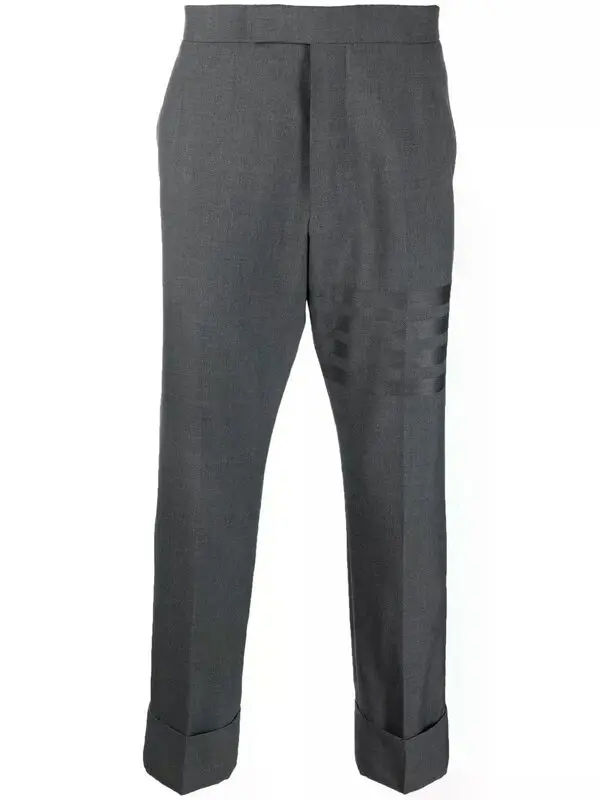 Thom Browne Cropped Stripe-print Wool Trousers - Grey