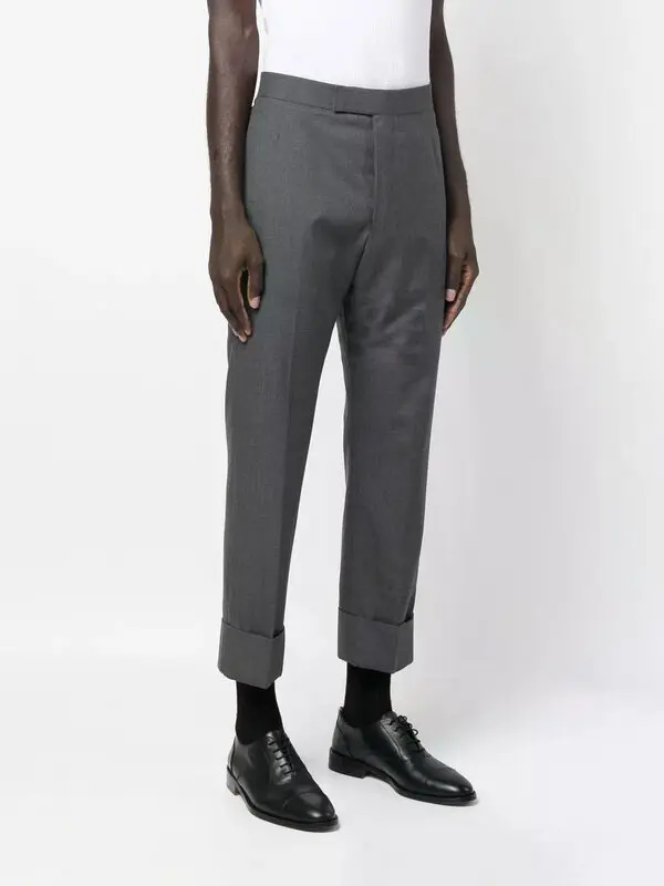 Thom Browne Cropped Stripe-print Wool Trousers - Grey