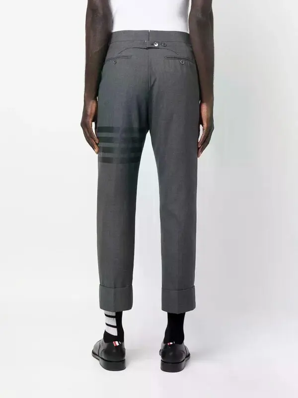 Thom Browne Cropped Stripe-print Wool Trousers - Grey