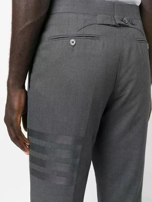 Thom Browne Cropped Stripe-print Wool Trousers - Grey