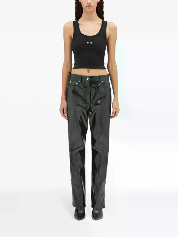 MSGM High-shine Finish Drop-crotch Tapered Trousers