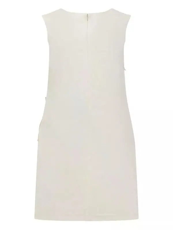 SELF-PORTRAIT Satin Mini Dress With Floral Appliqu - Neutrals