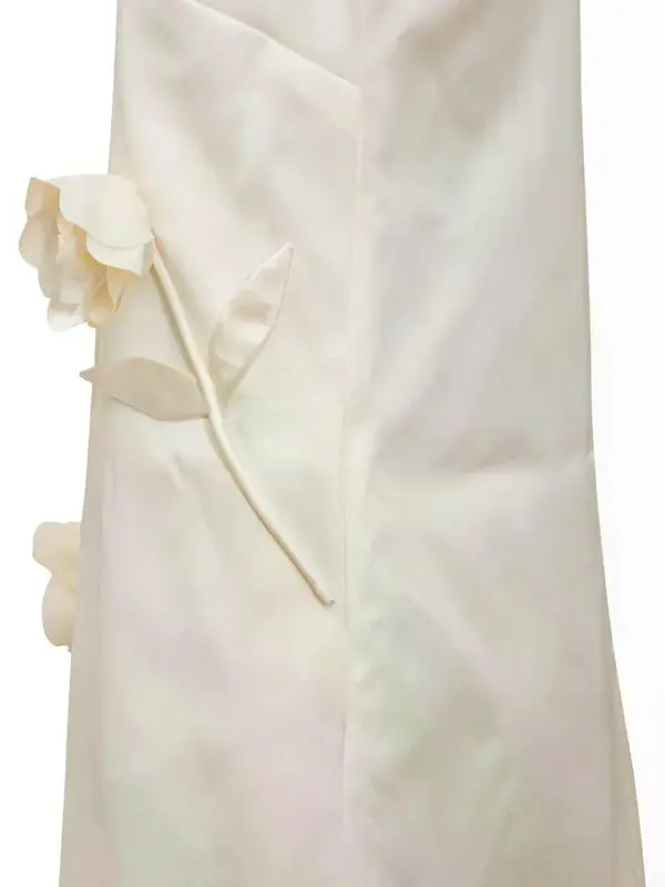 SELF-PORTRAIT Satin Mini Dress With Floral Appliqu - Neutrals