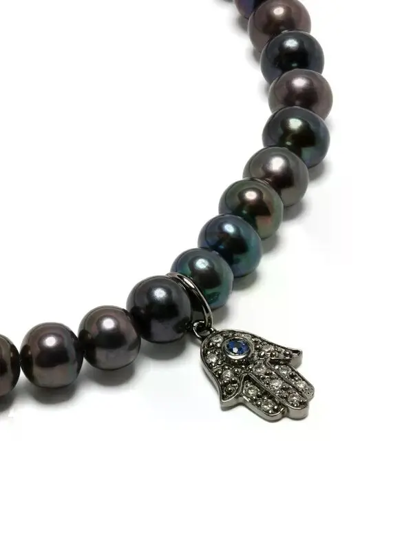SYDNEY EVAN 14kt Gold Diamond Hamsa Beaded Bracelet