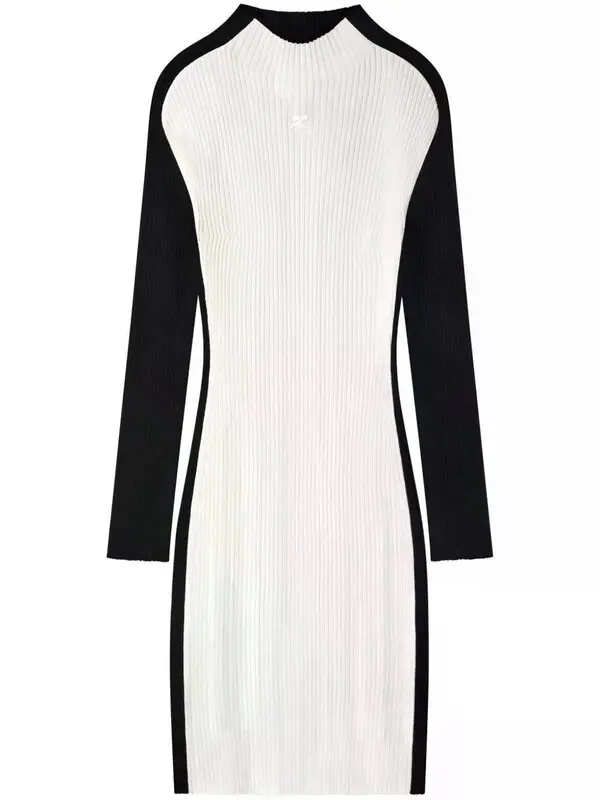 COURREGES Contrast-frame Ribbed-knit Mini Dress