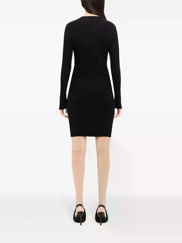 COURREGES Contrast-frame Ribbed-knit Mini Dress