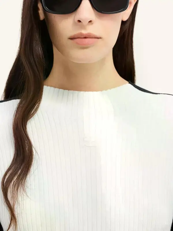 COURREGES Contrast-frame Ribbed-knit Mini Dress