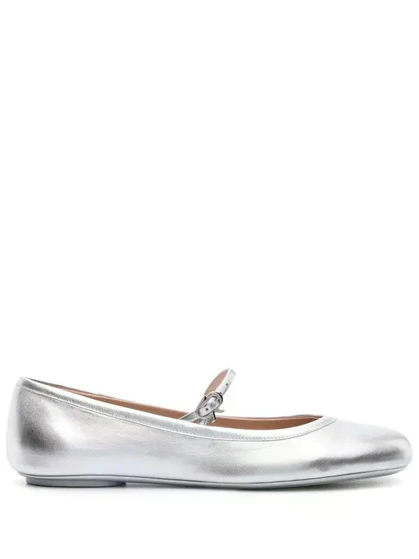GIANVITO ROSSI Carla Ballerina Flats - Silver