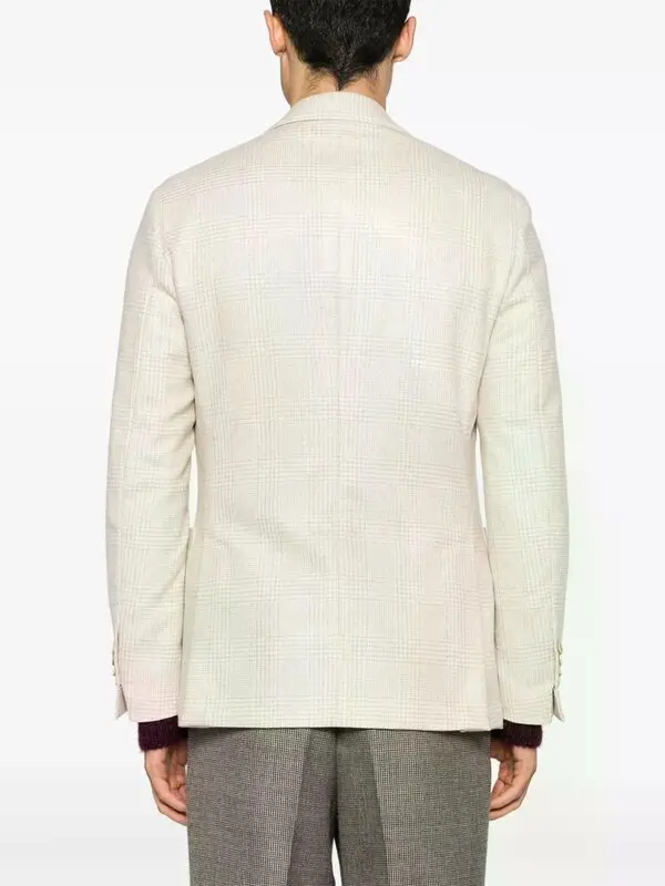 LARDINI Prince-of-wales-check Wool Blazer - Neutrals