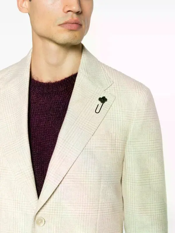 LARDINI Prince-of-wales-check Wool Blazer - Neutrals