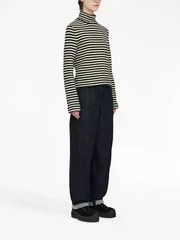 JIL SANDER Logo-patch Striped Wool Sweater